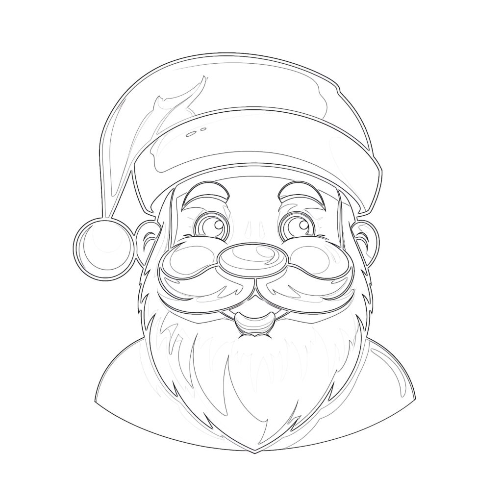 Santa Claus Face Coloring Page | Coloring Pages Mimi Panda