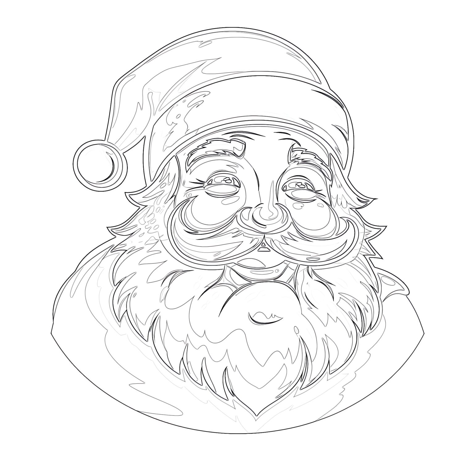 Santa Face Color Page | Coloring Pages Mimi Panda
