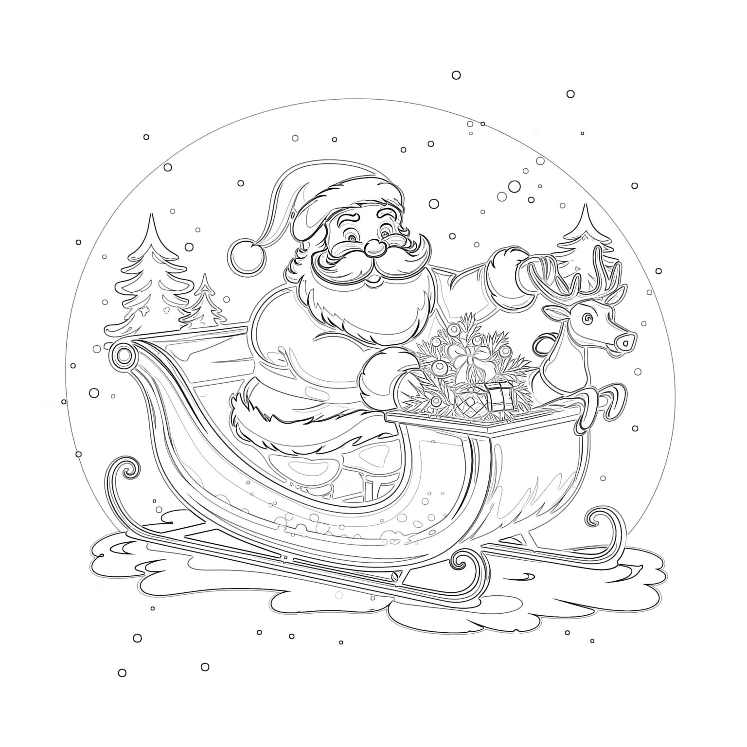 Santas Sleigh Coloring Page | Coloring Pages Mimi Panda