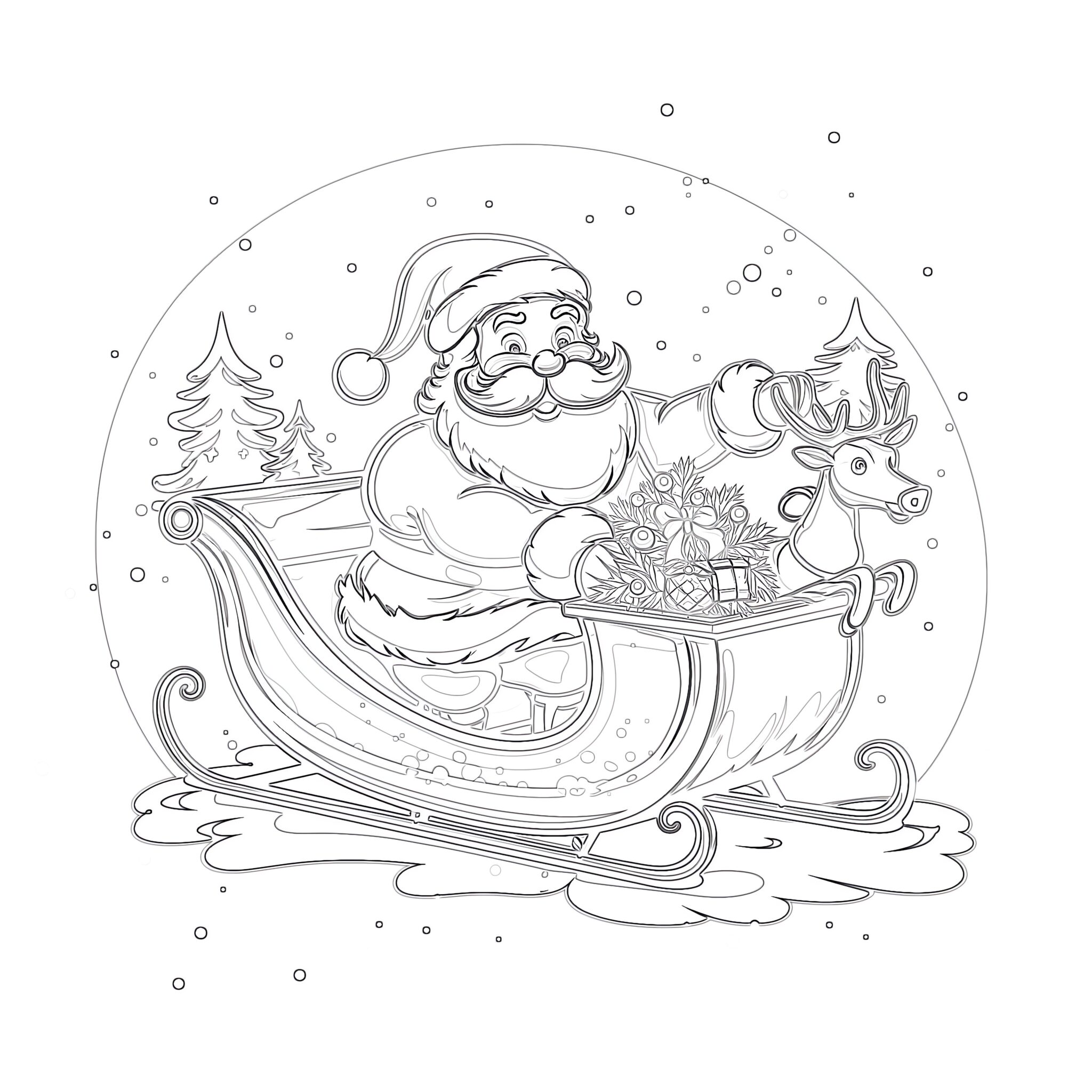 Santas Sleigh Coloring Page | Coloring Pages Mimi Panda