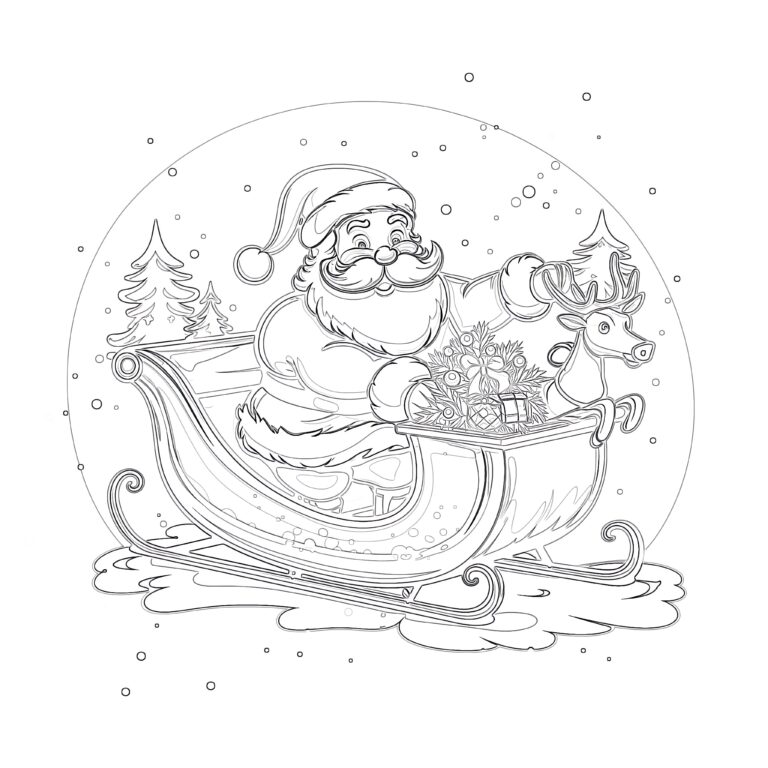 Santas Sleigh Coloring Page | Coloring Pages Mimi Panda