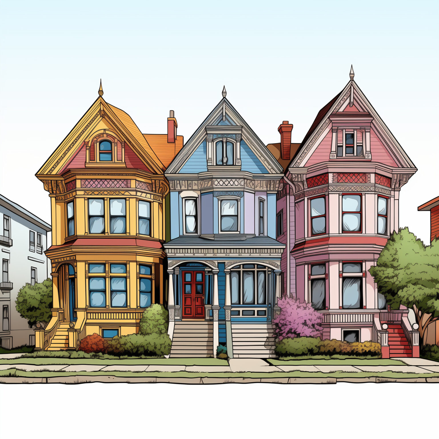 Victorian Houses Coloring Book | Coloring Pages Mimi Panda