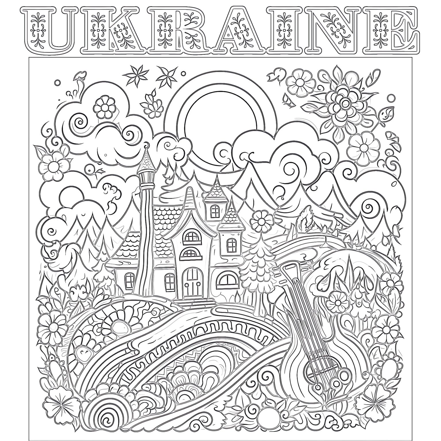 Pray For Ukraine Peace Coloring Page | Coloring Pages Mimi Panda