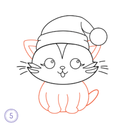 How to Draw a Cute Christmas Cat: A Step-by-Step | How to Mimi Panda