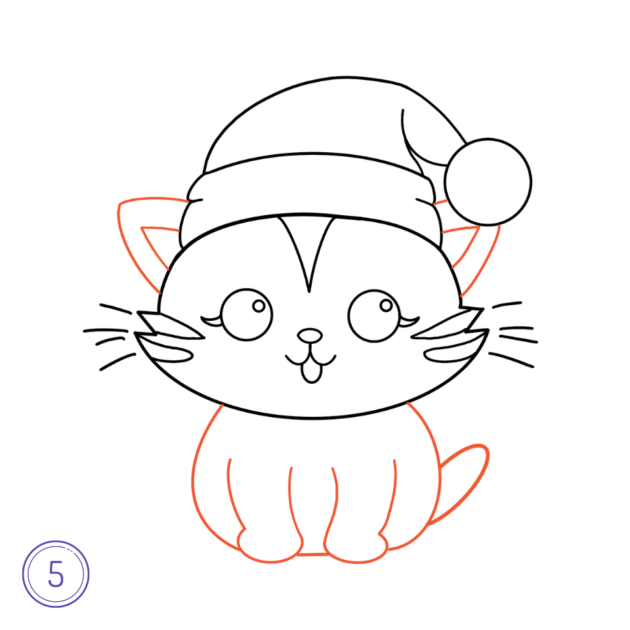 How to Draw a Cute Christmas Cat: A Step-by-Step | How to Mimi Panda