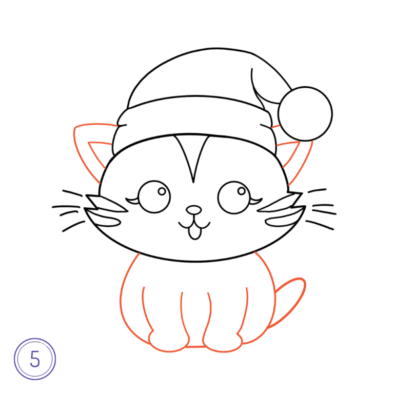 How to Draw a Cute Christmas Cat: A Step-by-Step | How to Mimi Panda