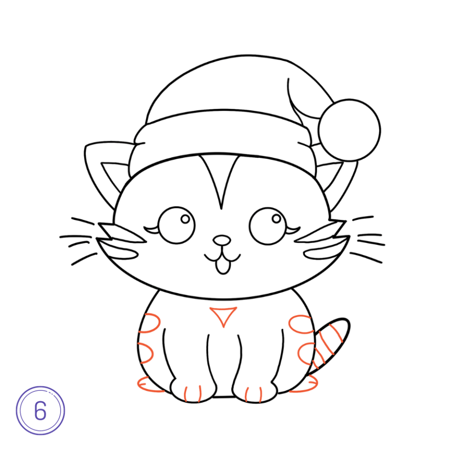 How to Draw a Cute Christmas Cat: A Step-by-Step | How to Mimi Panda