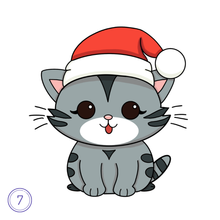 How to Draw a Cute Christmas Cat: A Step-by-Step | How to Mimi Panda