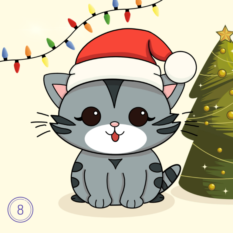 How to Draw a Cute Christmas Cat: A Step-by-Step | How to Mimi Panda