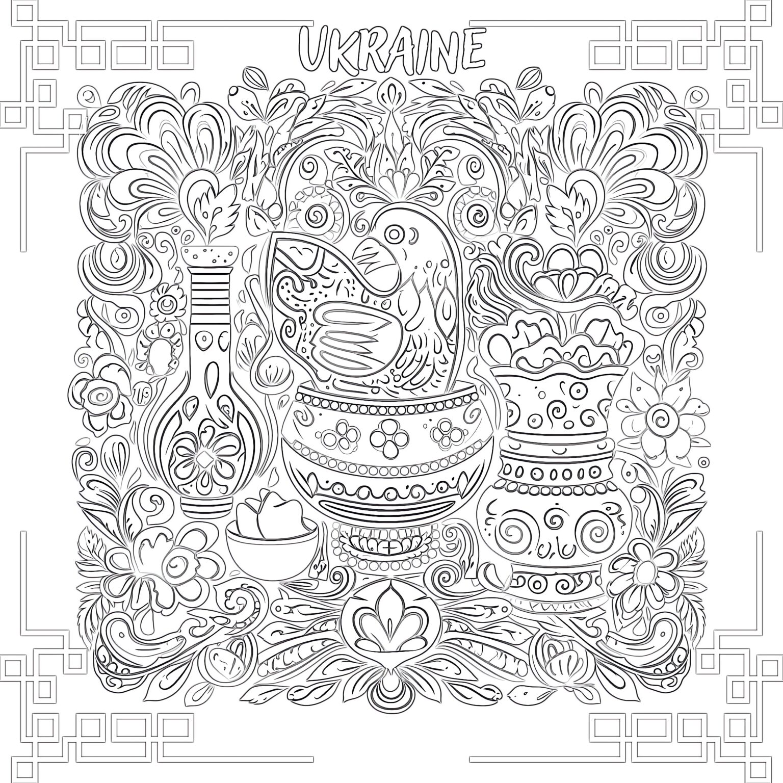 State Symbol Of Ukraine Trident Coloring Page | Coloring Pages Mimi Panda