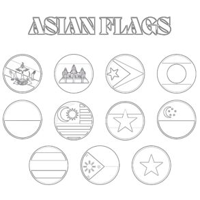 Asian Flags Coloring Pages | Coloring Pages Mimi Panda
