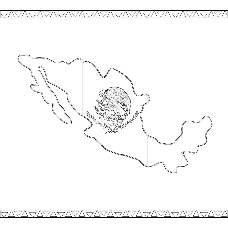 Mexico Map Coloring Page Printable Mexico Dahlia Countries Coloring