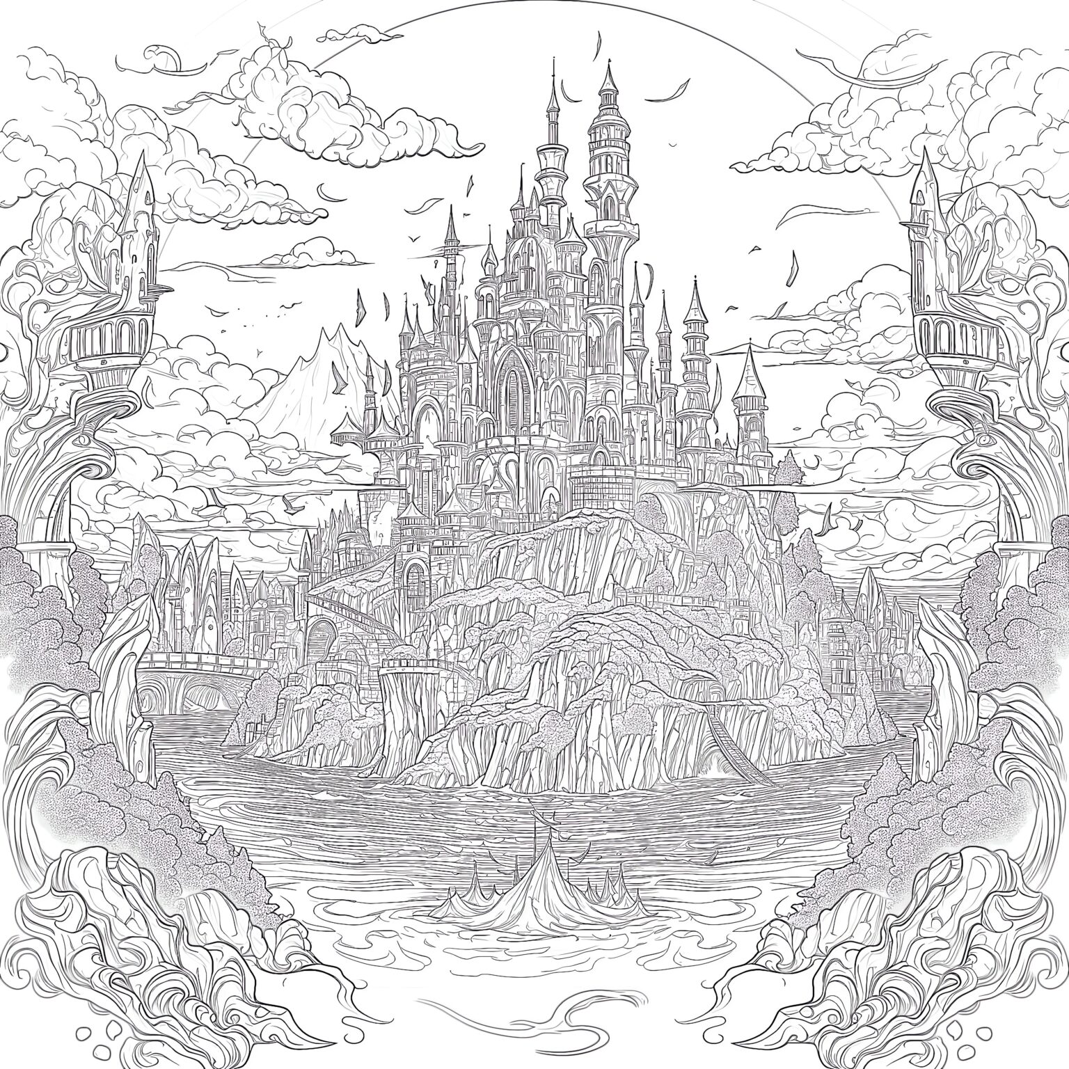 Fantasy Colouring Pages For Adults | Coloring Pages Mimi Panda