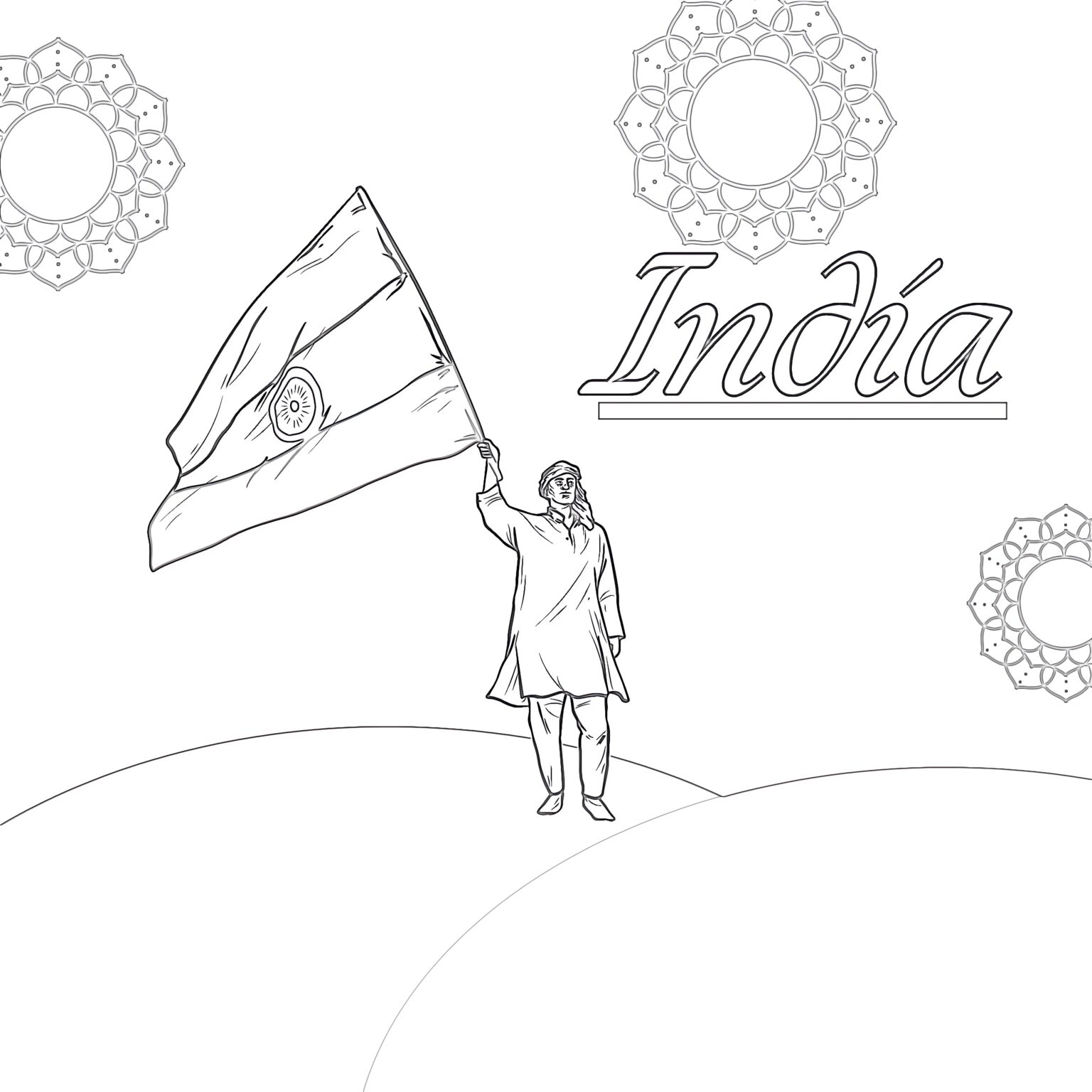 Printable Indian Flag For Colouring | Coloring Pages Mimi Panda