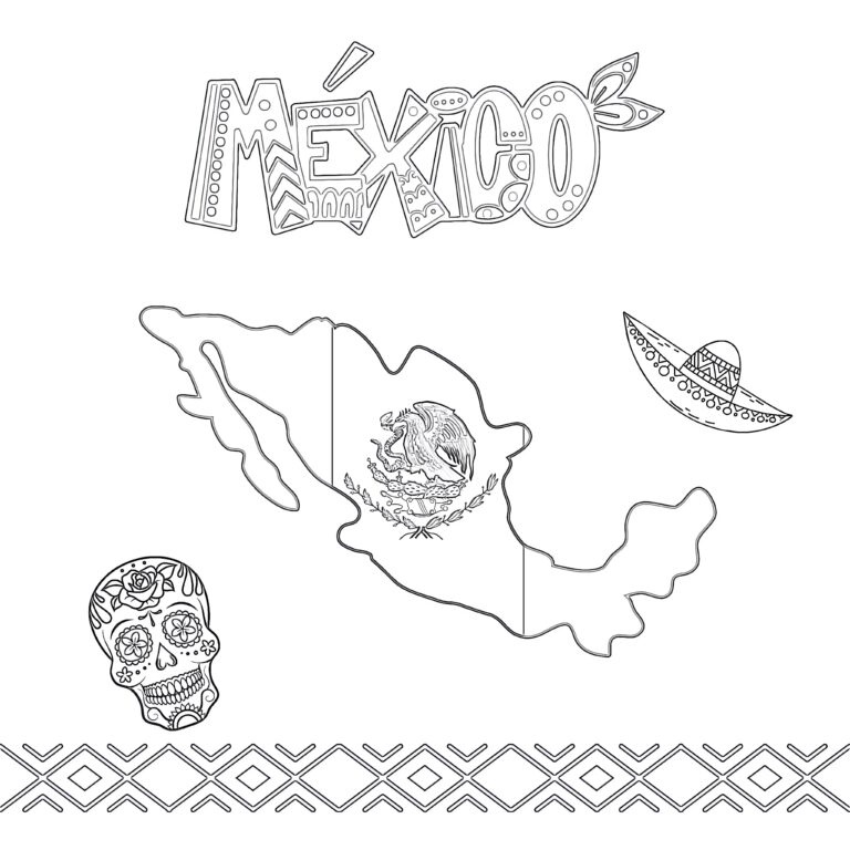 Printable Mexican Flag Coloring Page | Coloring Pages Mimi Panda
