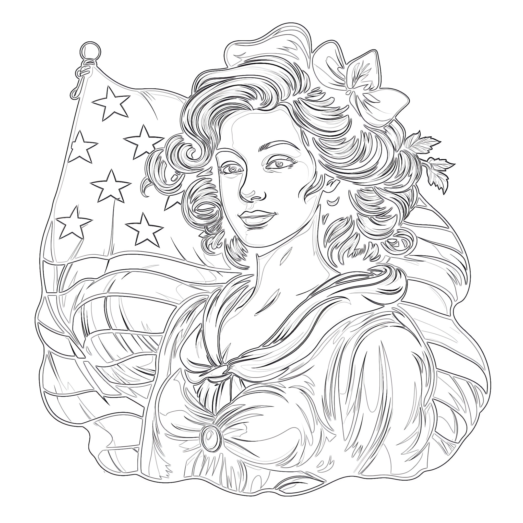 Betsy Ross Coloring Page | Coloring Pages Mimi Panda