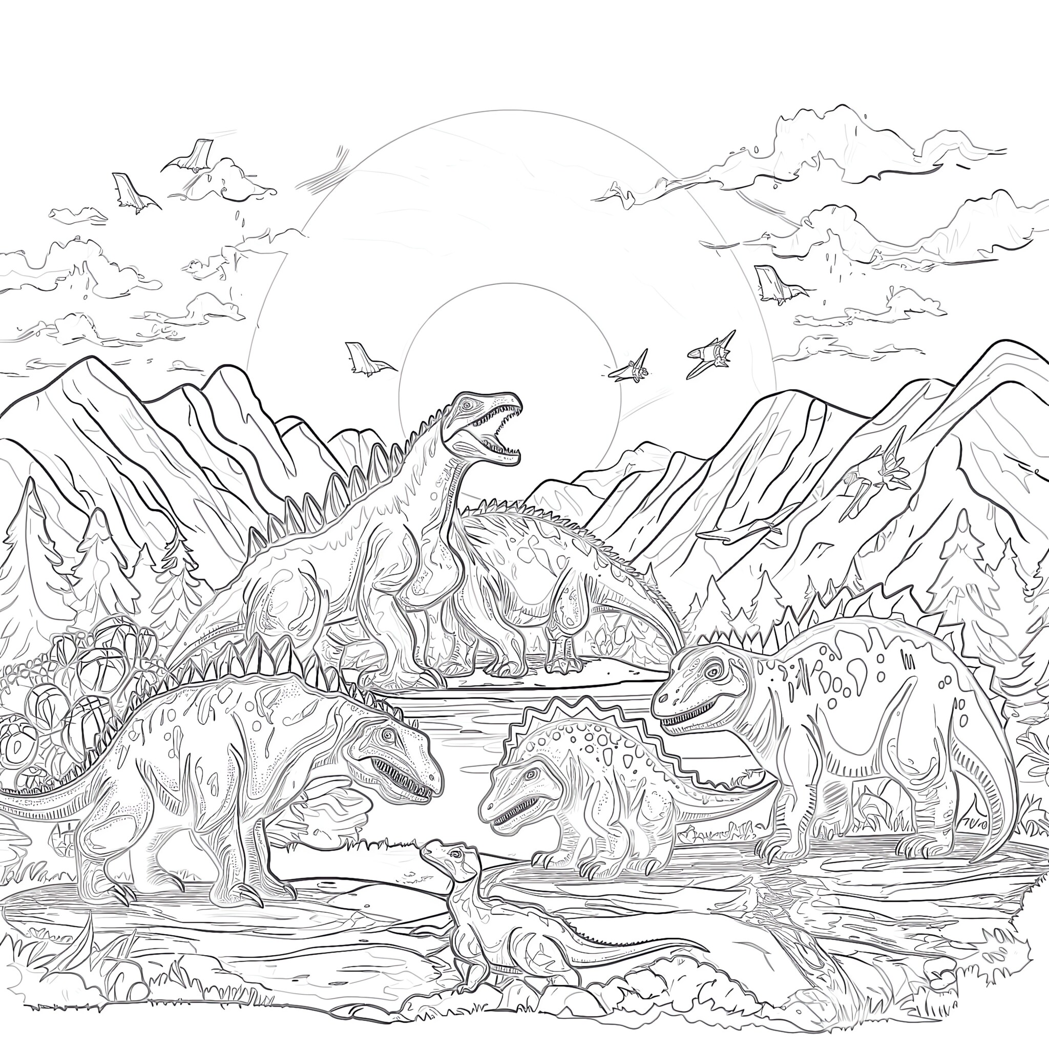 Coloring Pages Dinosaurs Printable | Coloring Pages Mimi Panda