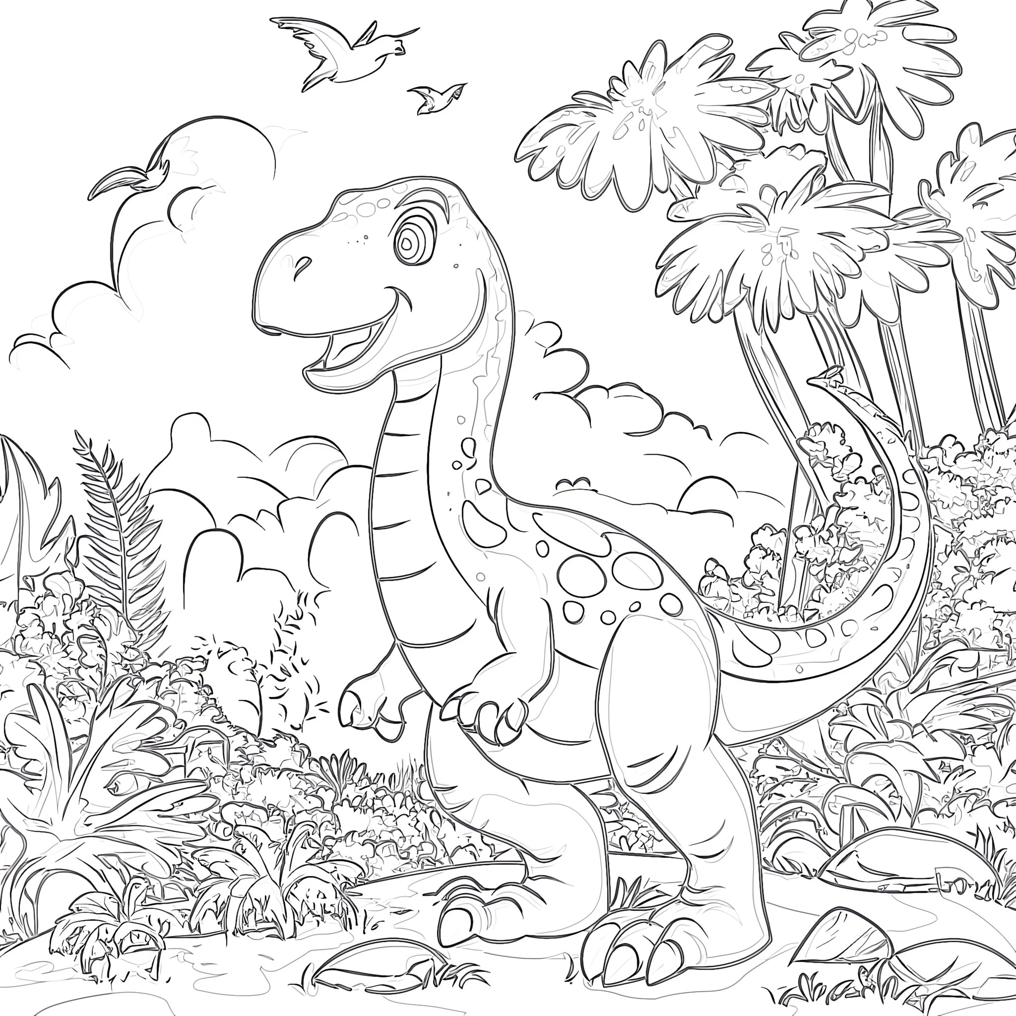 Coloring Pages Of Dinosaurs For Preschoolers | Coloring Pages Mimi Panda