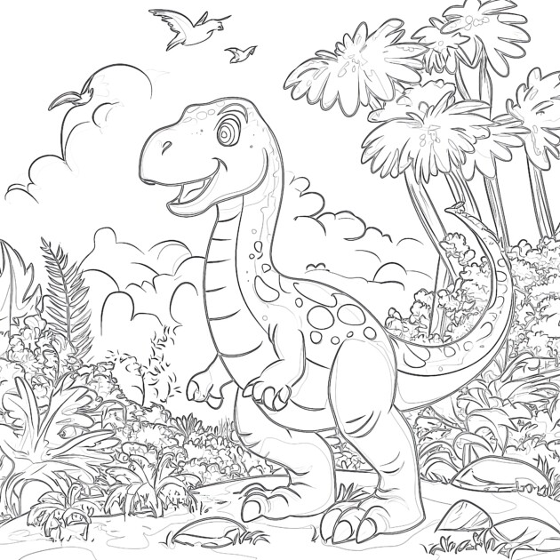 Coloring Pages Of Dinosaurs For Preschoolers | Coloring Pages Mimi Panda