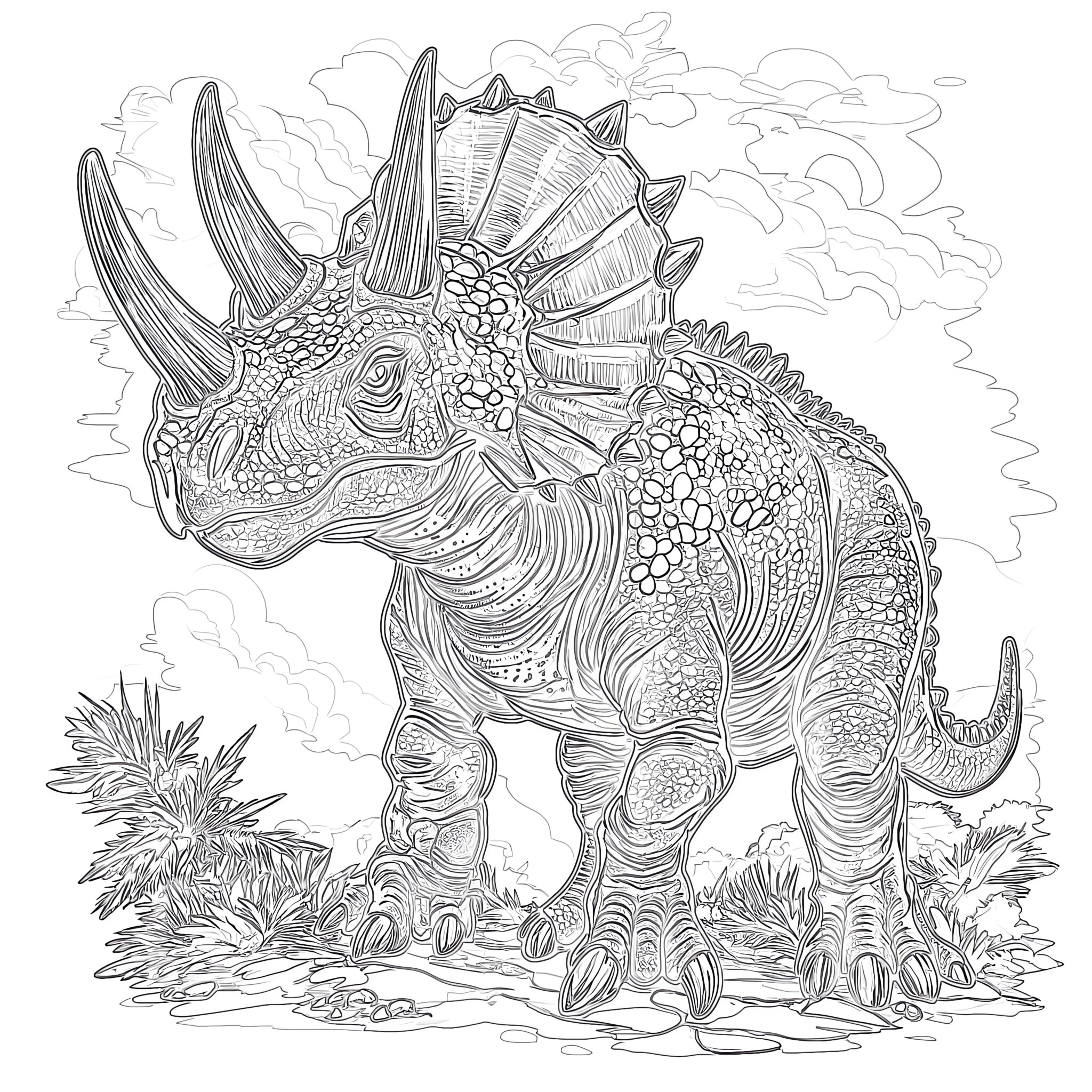 Coloring Pages Triceratops | Coloring Pages Mimi Panda