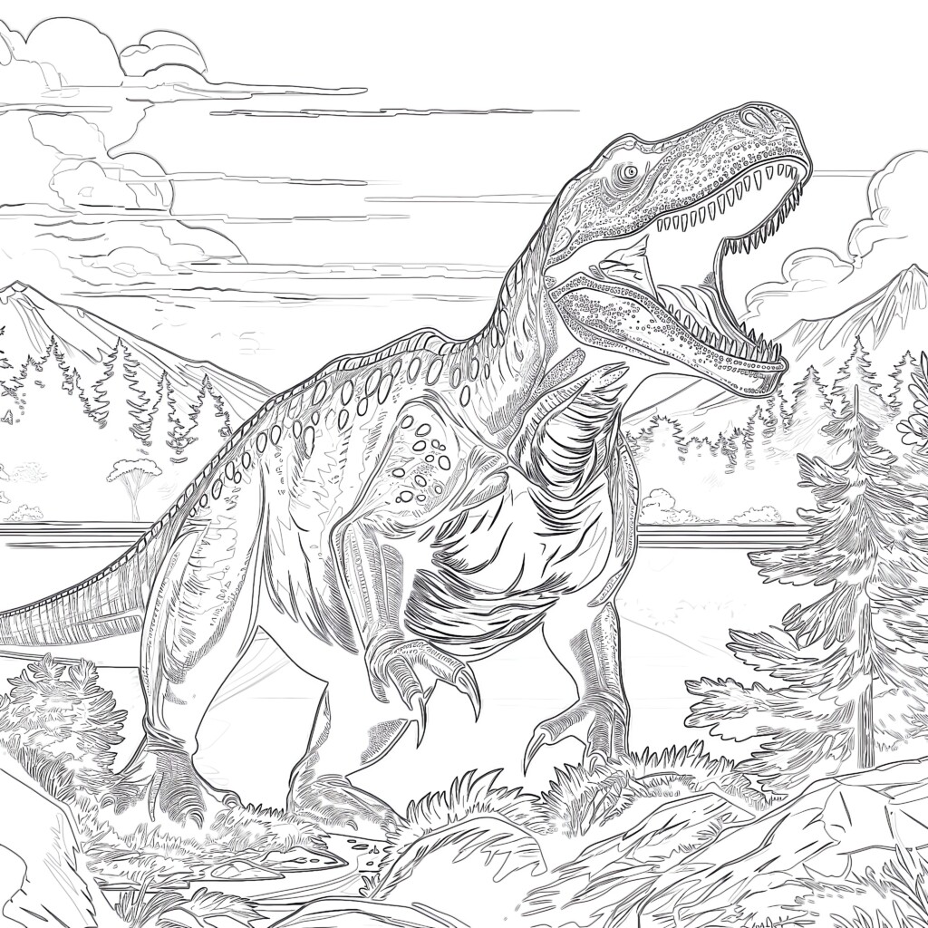 Coloring Pages With Dinosaurs | Coloring Pages Mimi Panda