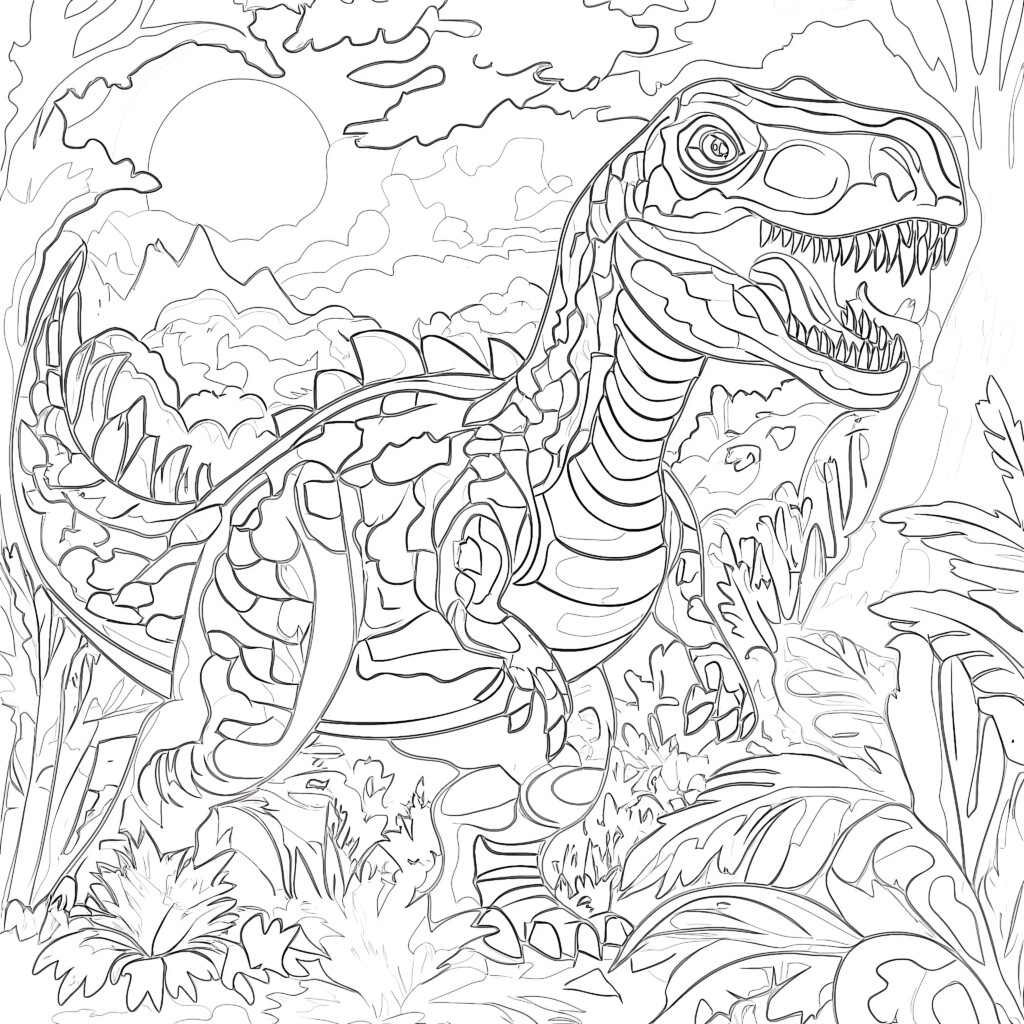 Colour By Number Dinosaur Coloring Page | Coloring Pages Mimi Panda