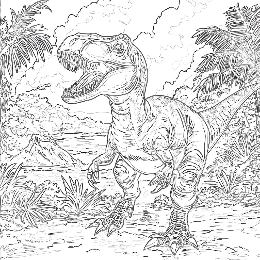 Colouring Picture Of A Dinosaur | Coloring Pages Mimi Panda