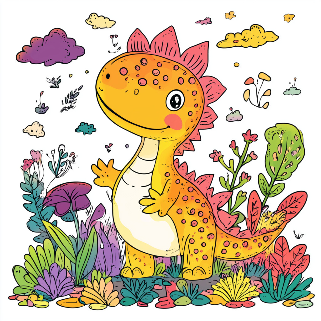 Cute Dinosaur Pictures To Coloring Page | Coloring Pages Mimi Panda