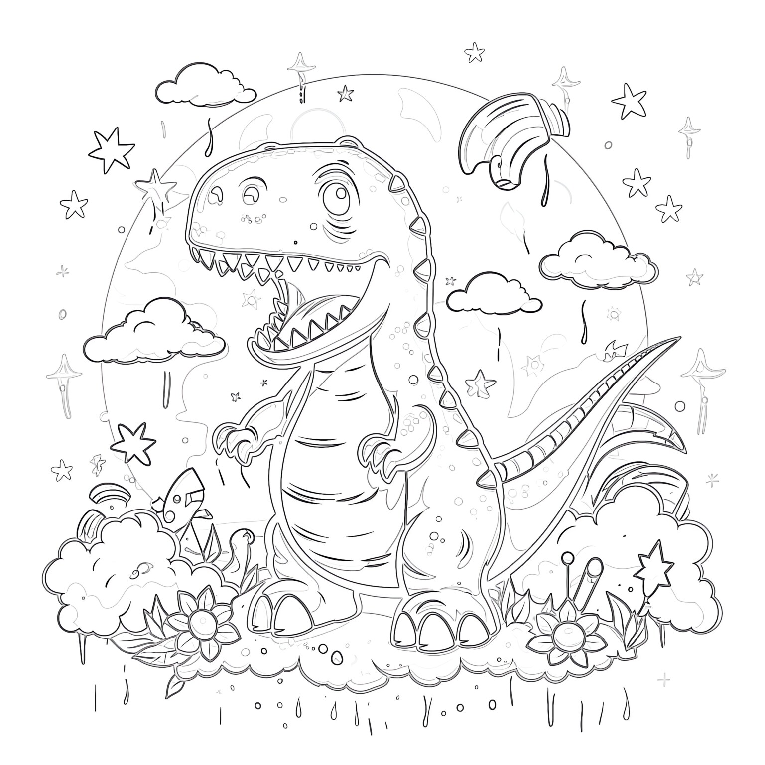 Dinosaur Coloring Paper Coloring Page | Coloring Pages Mimi Panda