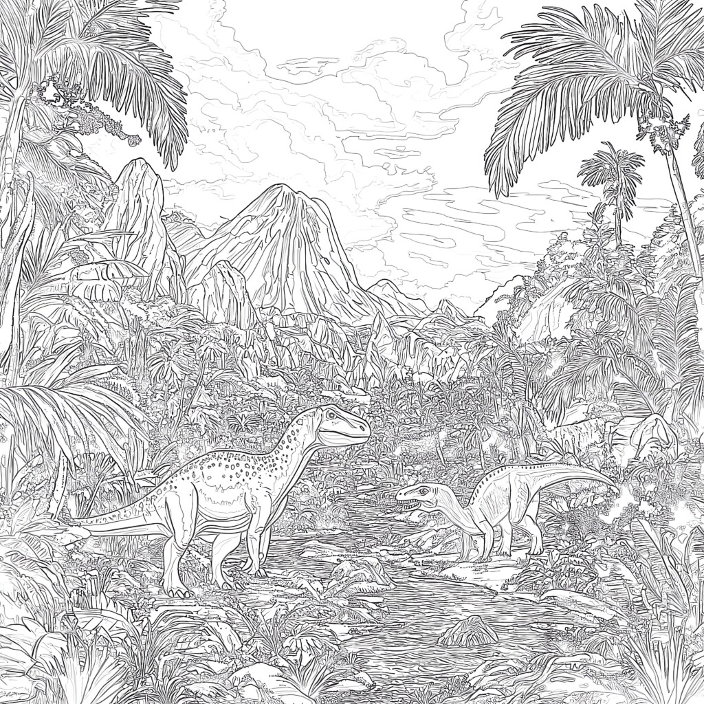 Adult Dinosaur Coloring Page | Coloring Pages Mimi Panda