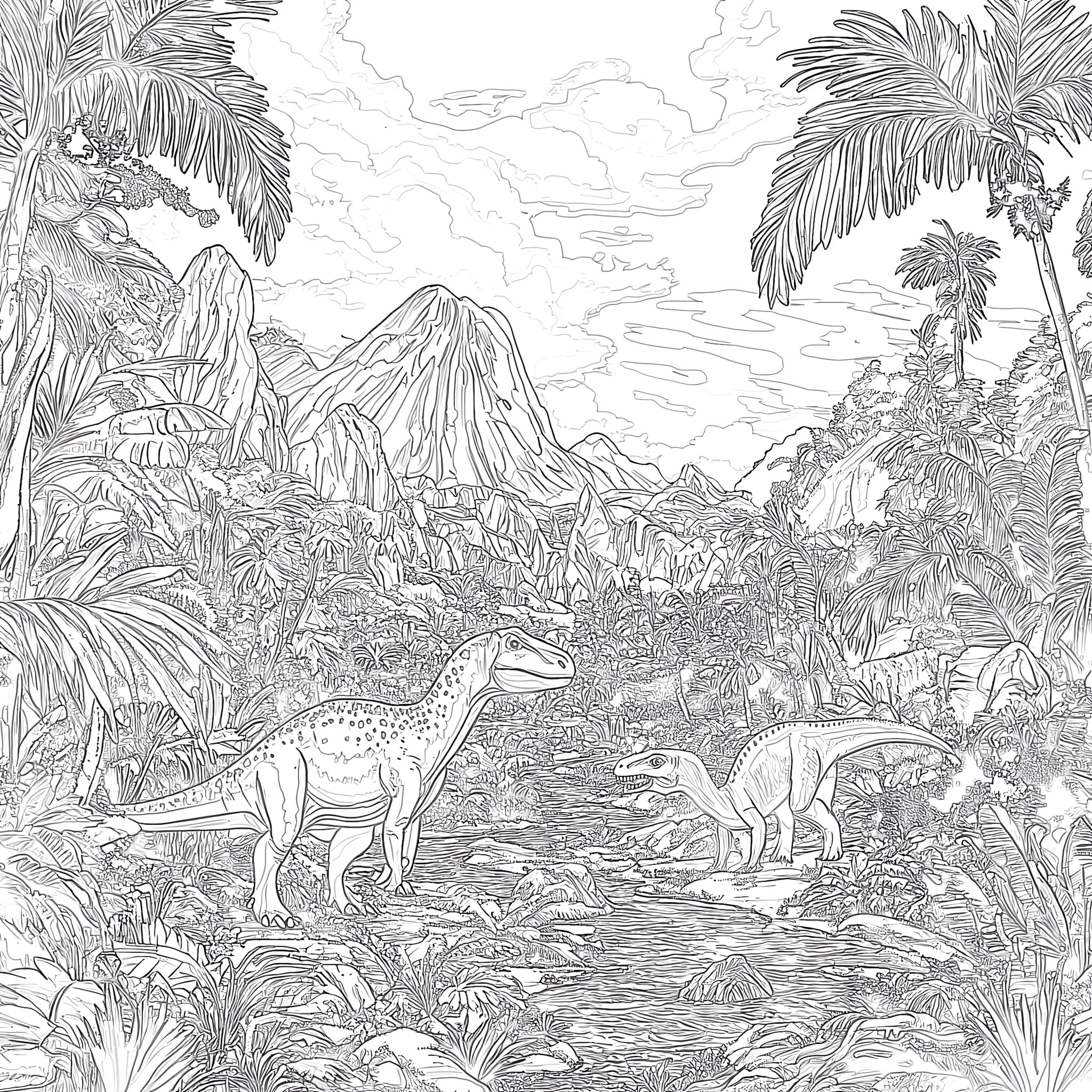 Adult Dinosaur Coloring Page | Coloring Pages Mimi Panda