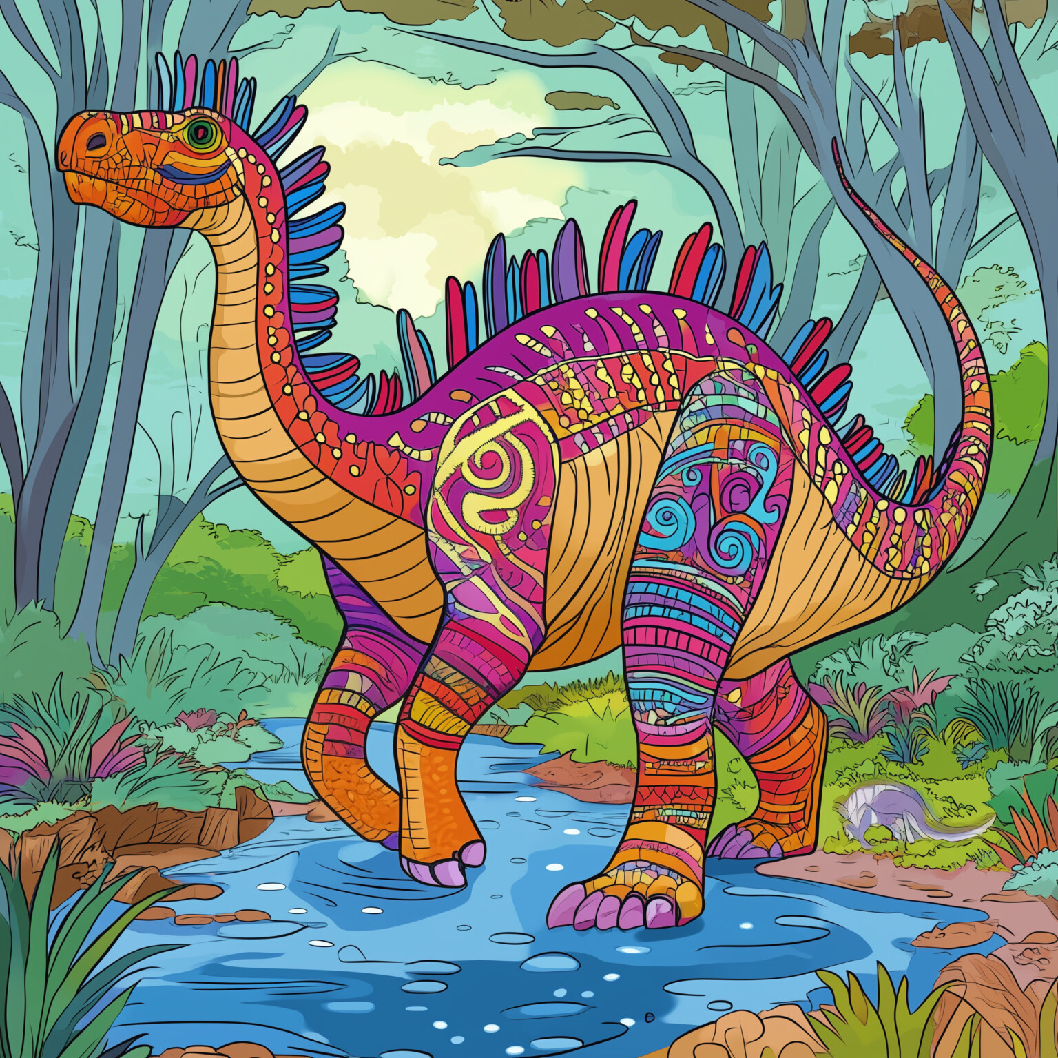 Amargasaurus Coloring Page | Coloring Pages Mimi Panda