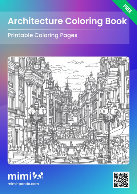 Architecture Coloring Book – Free Printable Pages | Mimi Panda