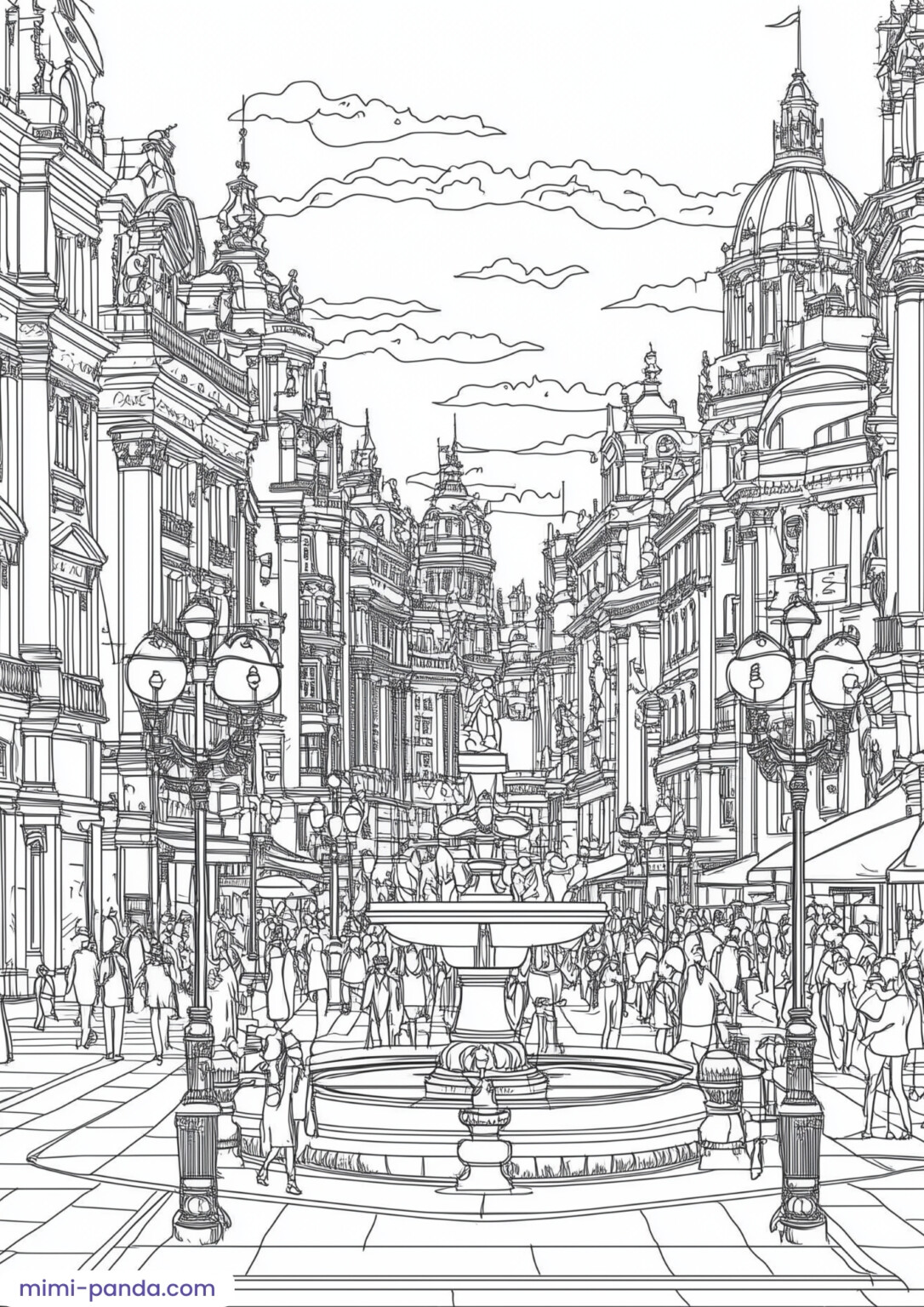 Architecture Coloring Book – Free Printable Pages | Mimi Panda