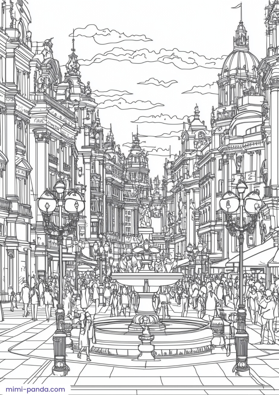 Architecture Coloring Book – Free Printable Pages | Mimi Panda