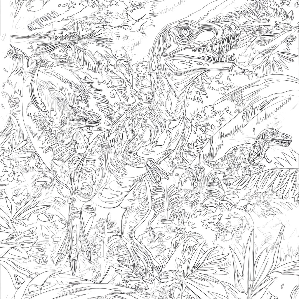 Velociraptor Coloring Page | Coloring Pages Mimi Panda