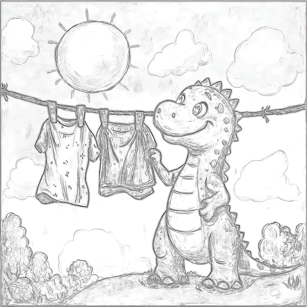 Cute Dinosaur Coloring Page | Coloring Pages Mimi Panda