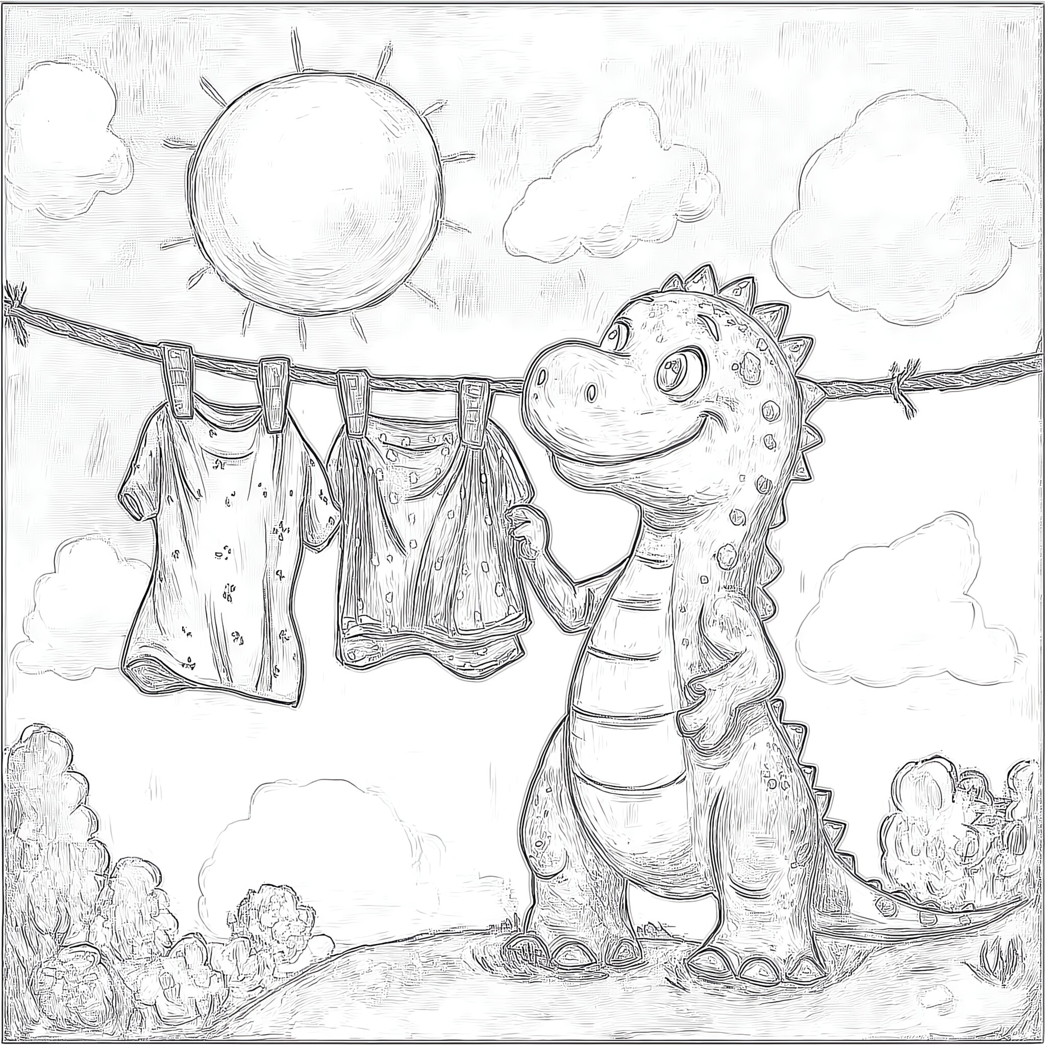 Cute Dinosaur Coloring Page | Coloring Pages Mimi Panda