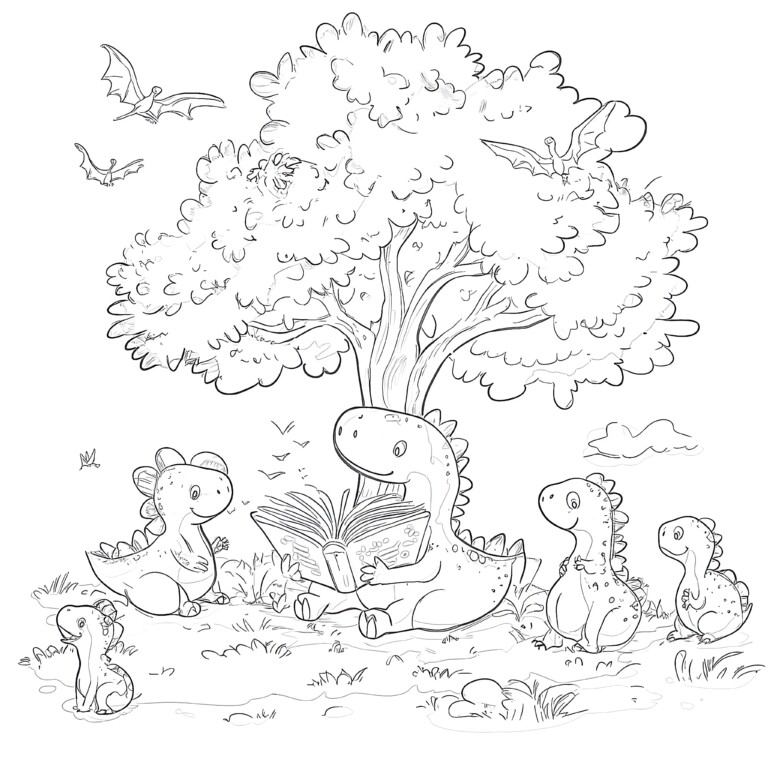 Cute Dinosaur Coloring Page | Coloring Pages Mimi Panda