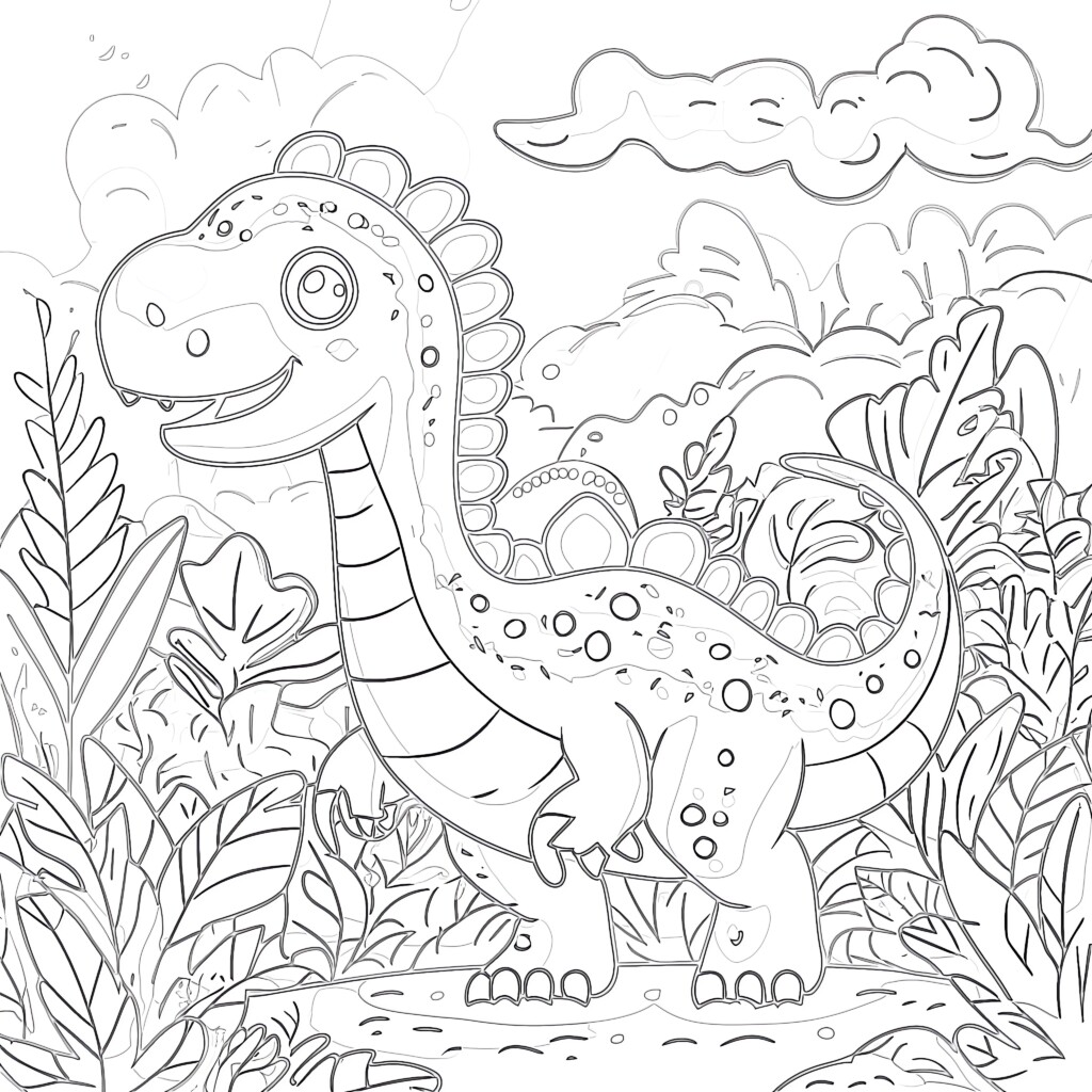 Cute Dinosaur Colouring | Coloring Pages Mimi Panda
