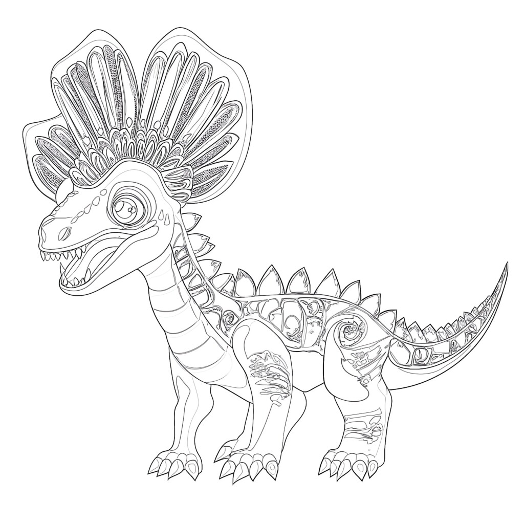 Dilophosaurus Coloring Page | Coloring Pages Mimi Panda