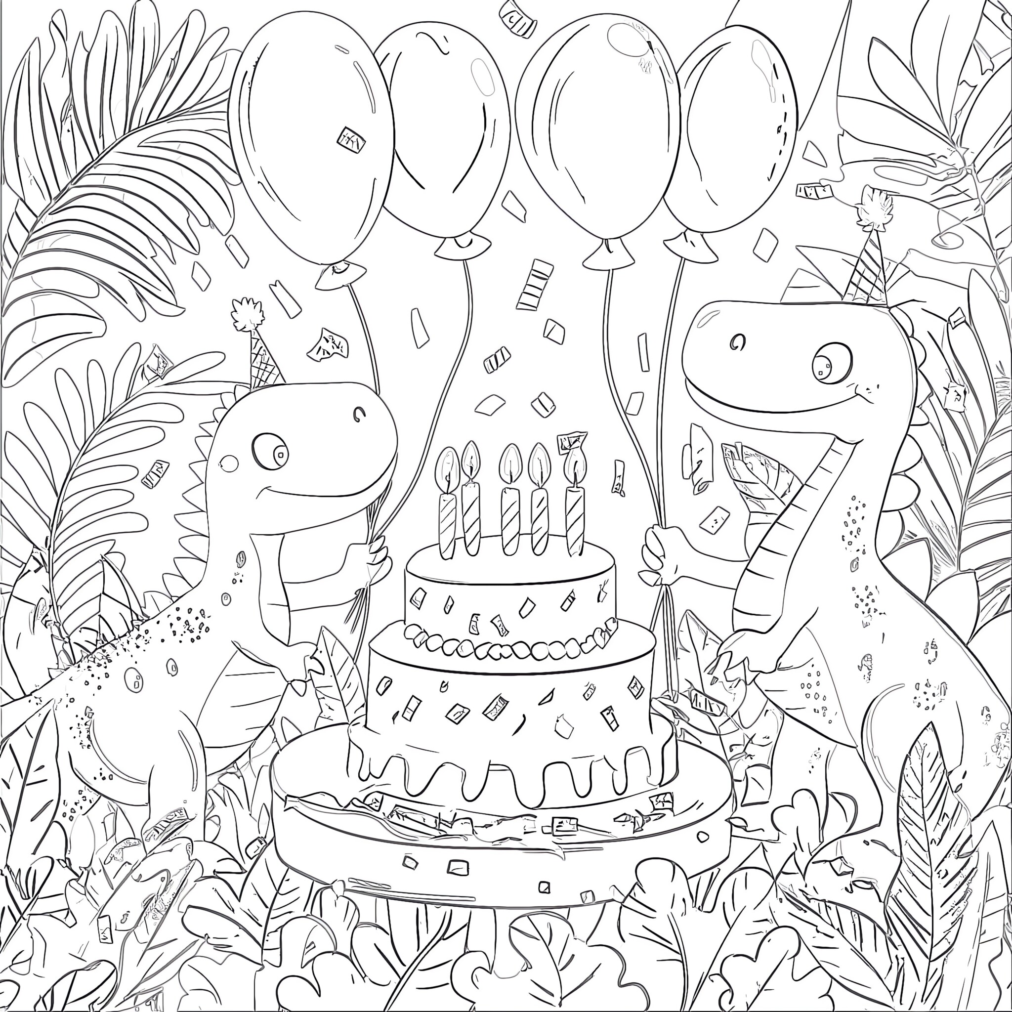 Dinosaur Birthday Coloring Page | Coloring Pages Mimi Panda