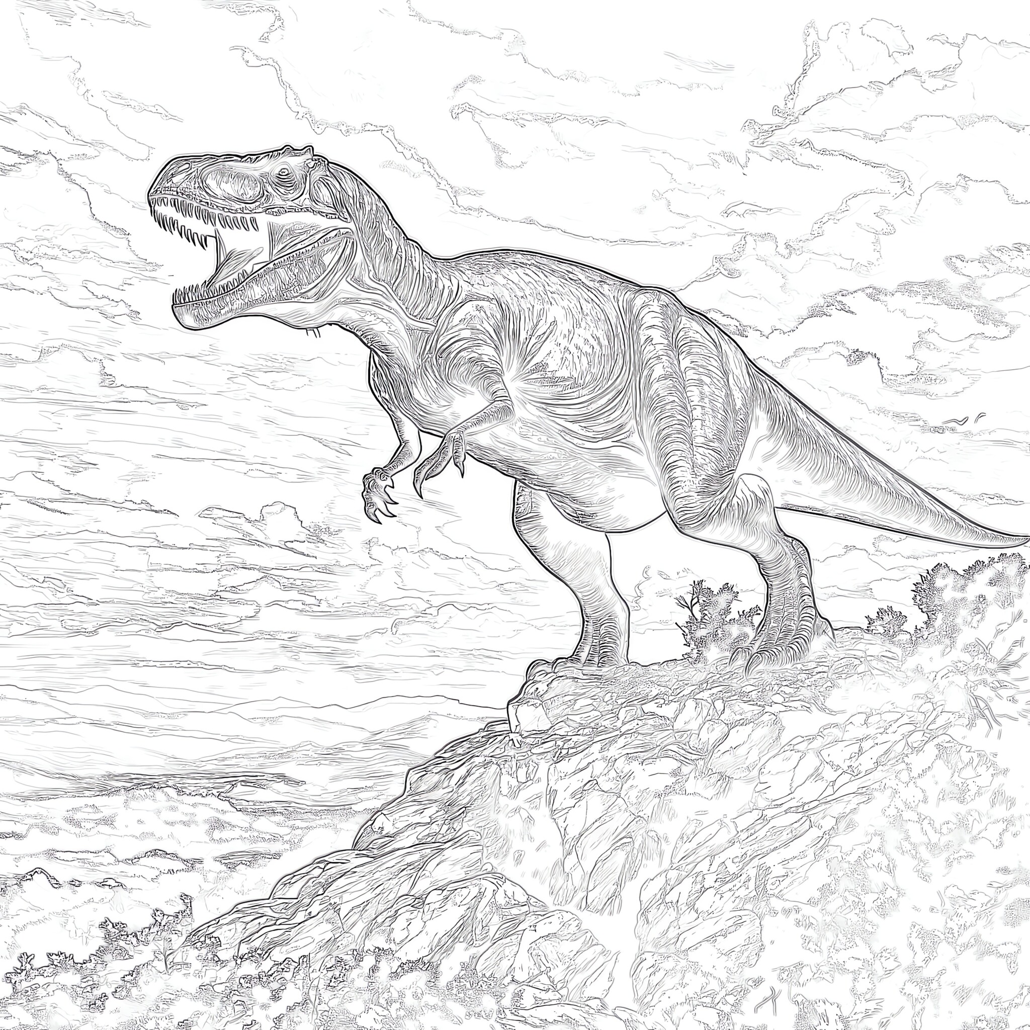 Dinosaur Color Page Printable | Coloring Pages Mimi Panda