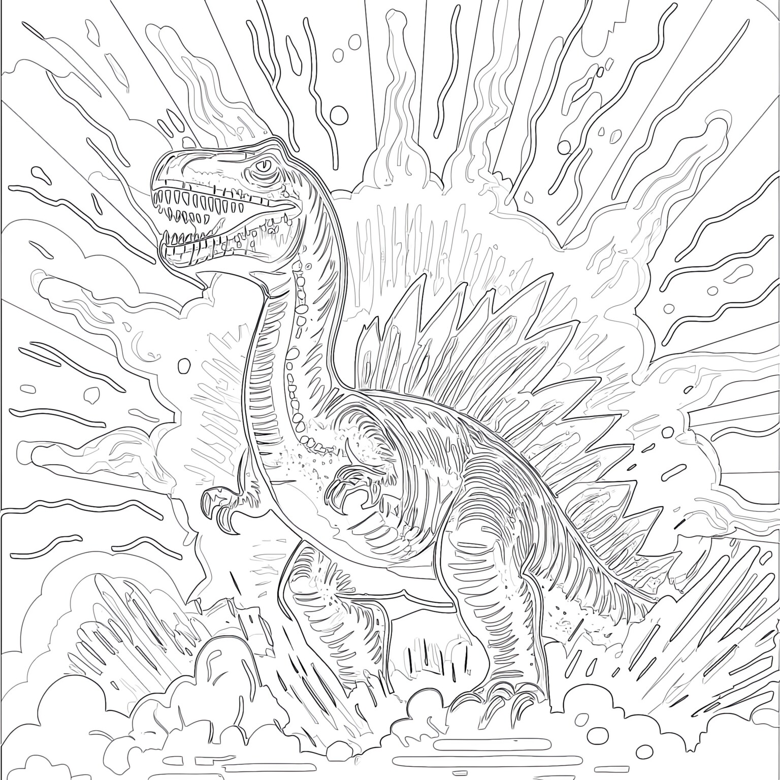 Dinosaur Coloring Pages Spinosaurus | Coloring Pages Mimi Panda