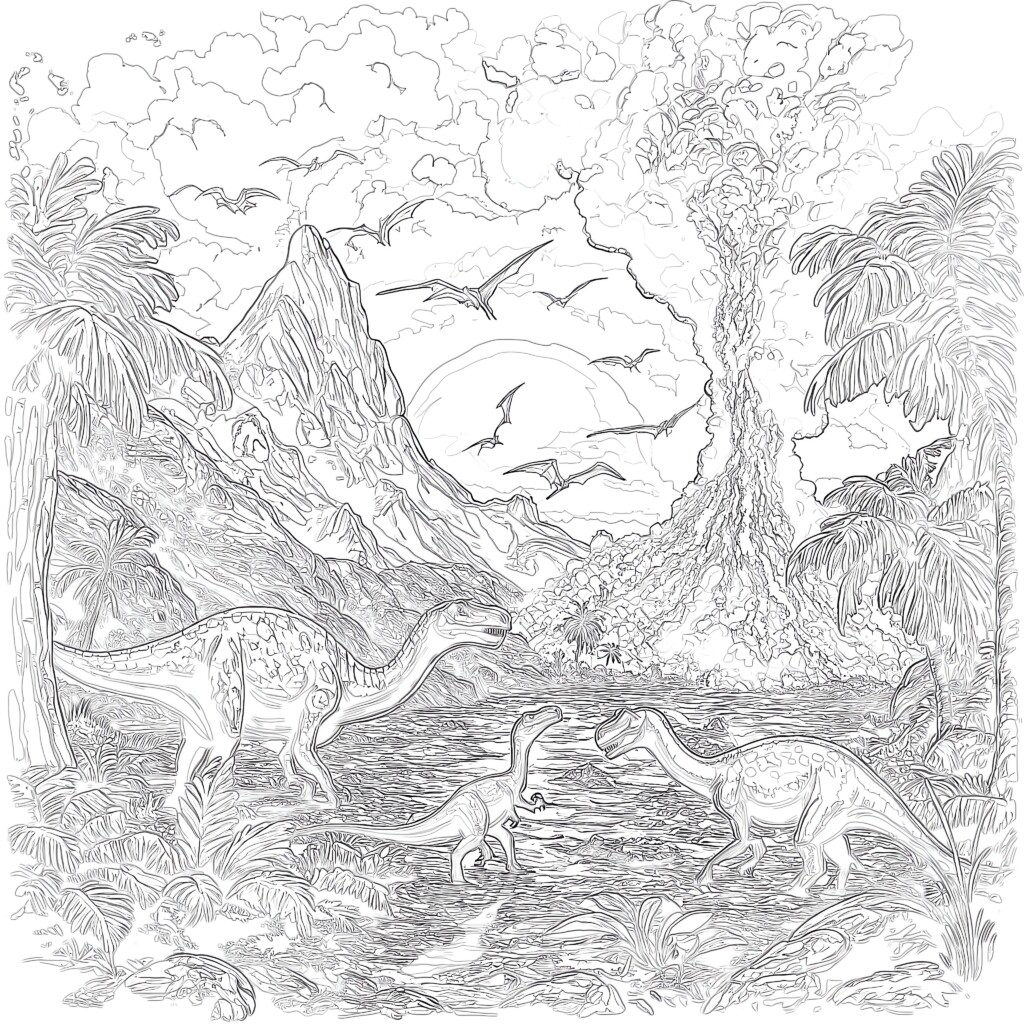 Dinosaur Drawing Coloring Page | Coloring Pages Mimi Panda