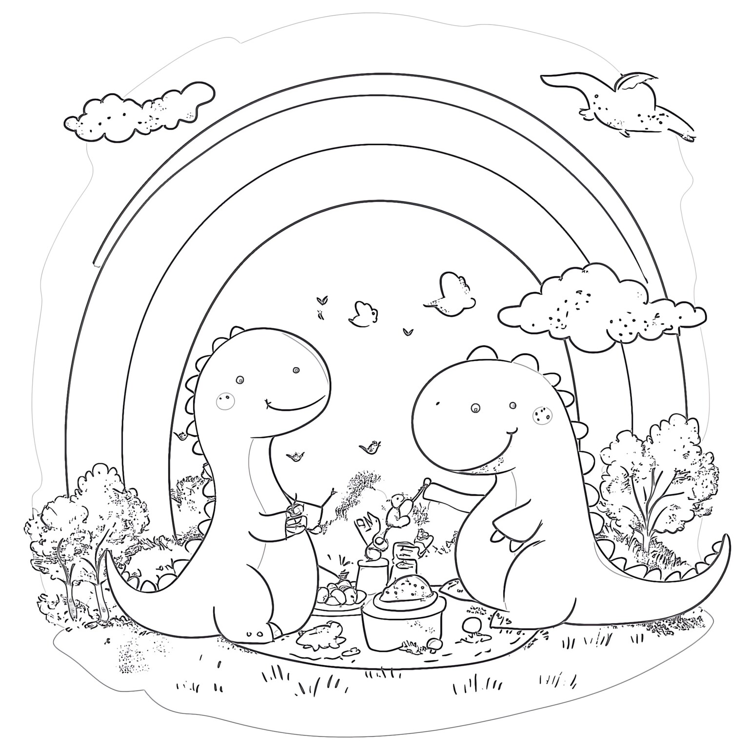 Dinosaur Drawing With Colour | Coloring Pages Mimi Panda