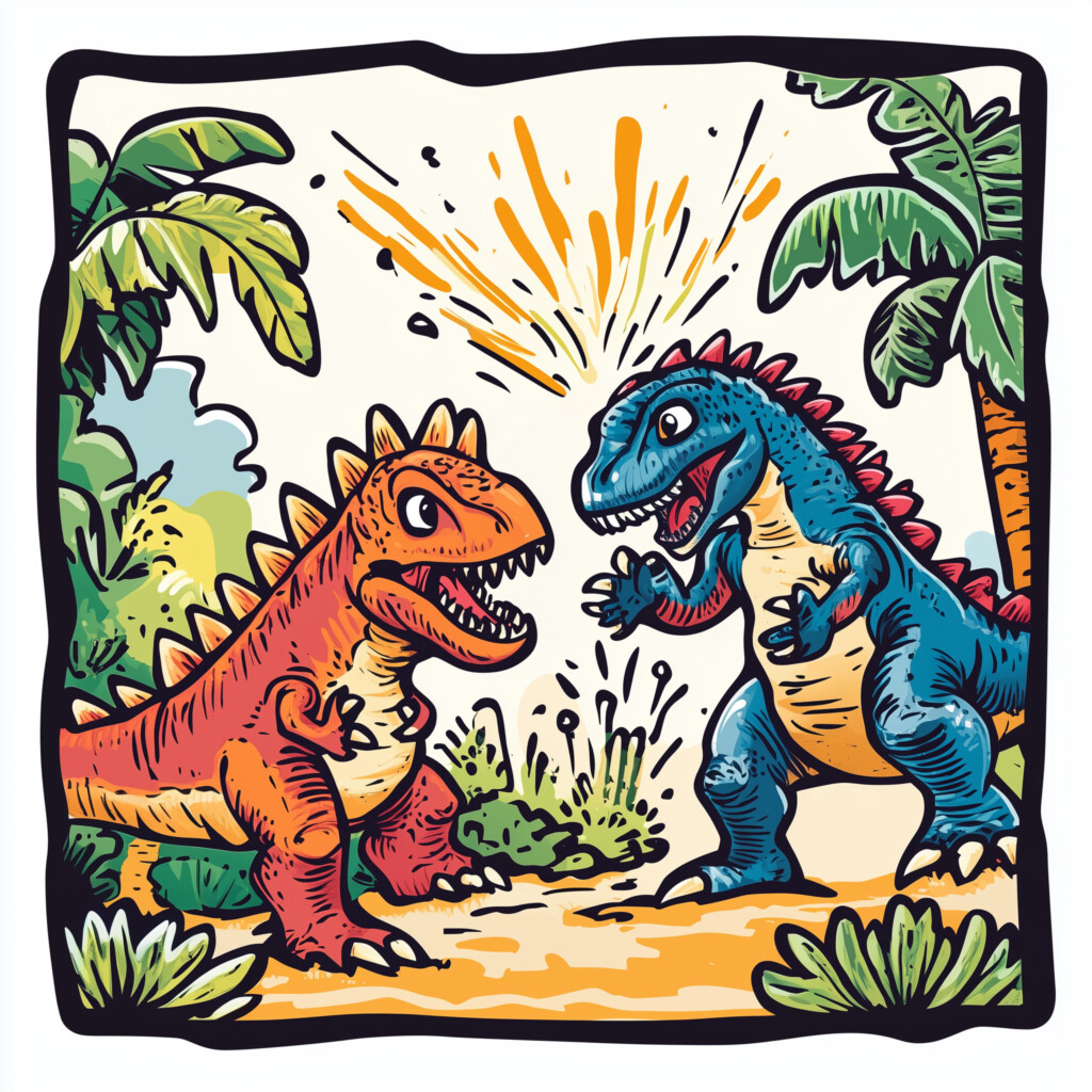 Dinosaur Fighting Coloring Pages | Coloring Pages Mimi Panda