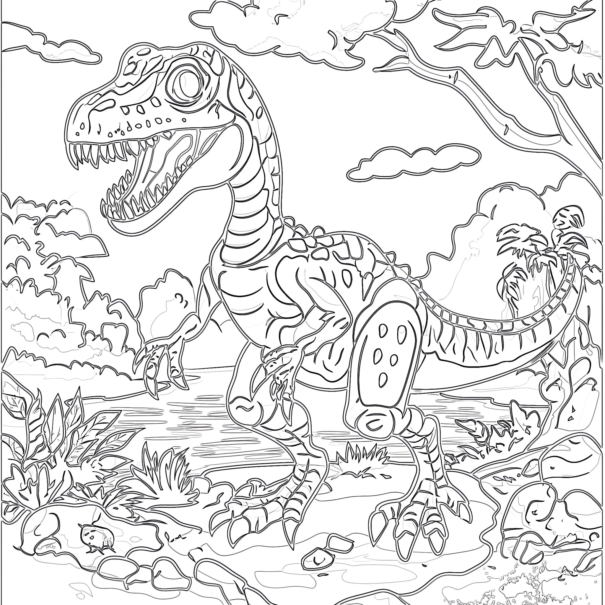 Dinosaur Fossil Coloring Page | Coloring Pages Mimi Panda