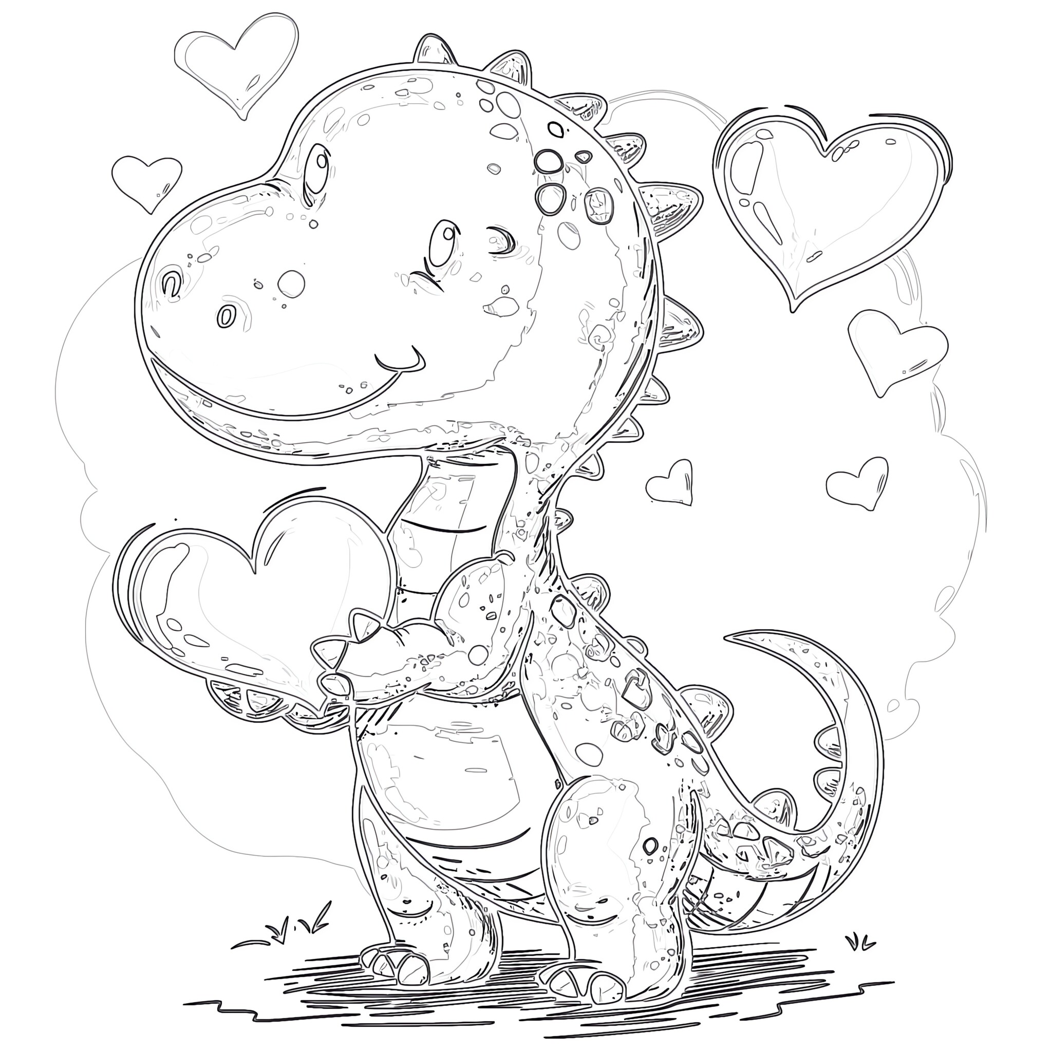 Dinosaur Print And Colour | Coloring Pages Mimi Panda