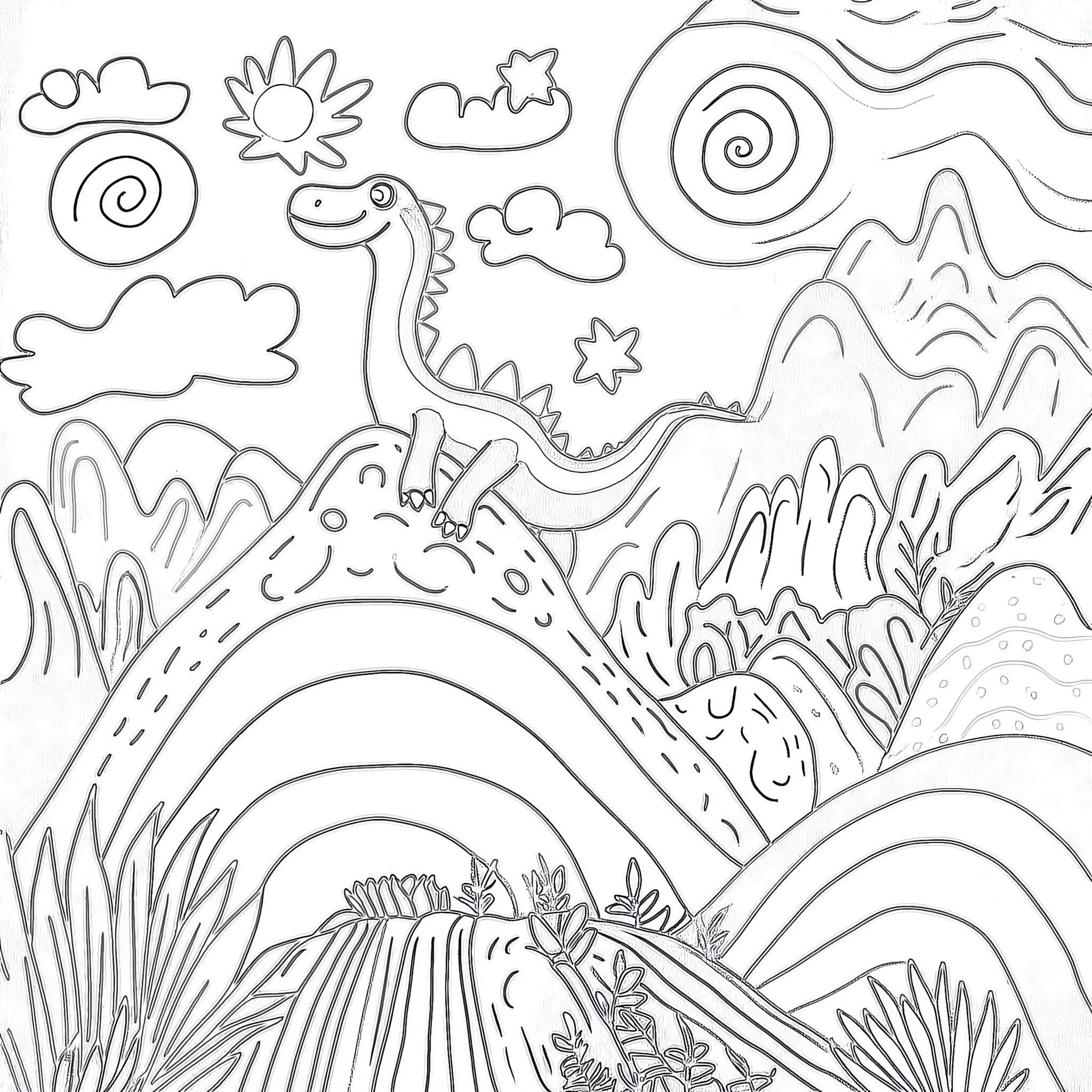 Dinosaur To Color In | Coloring Pages Mimi Panda